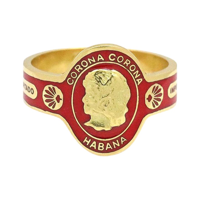 Vintage Cartier 'Corona Corona Habana' Enamel Ring at 1stDibs
