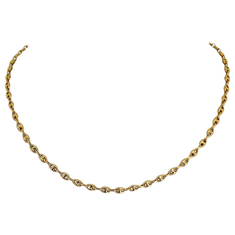 14 Karat Yellow Gold Light Mariner Puffy Gucci Link Chain Necklace ...