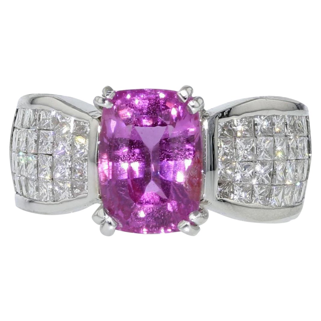 1.29ct Natural Pink Sapphire 18K White Gold Ring For Sale at 1stDibs