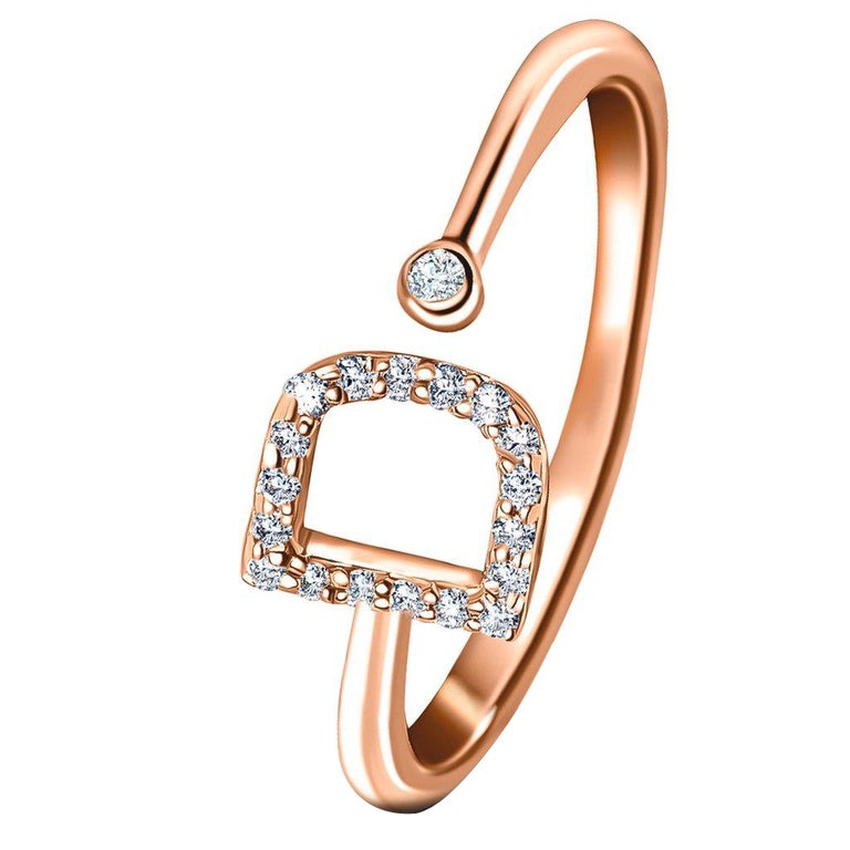 Customizable Personal Jewellery Diamond 0.10 Carat Initial-D-Letter ...