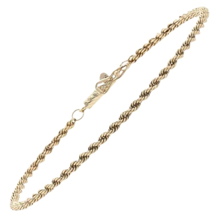 14K Solid Yellow Gold Rope Chain Interlocking Bangle Bracelet For Sale ...