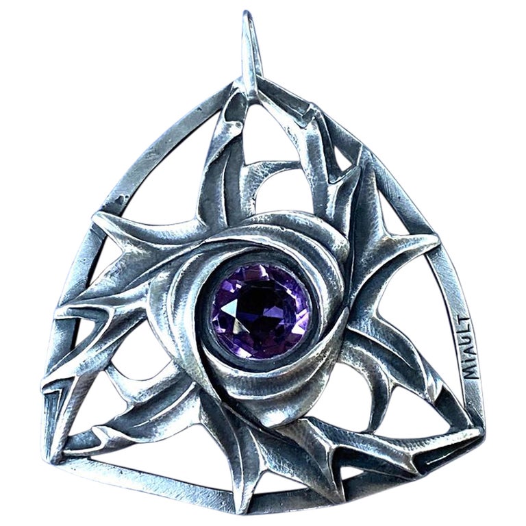 Amethyst Antique Silver Pendant Royal Purple Gemstone Magic Amulet ...