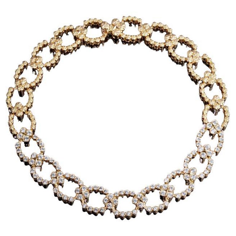Veschetti 18 Kt Yellow Gold and Diamond Necklace at 1stDibs