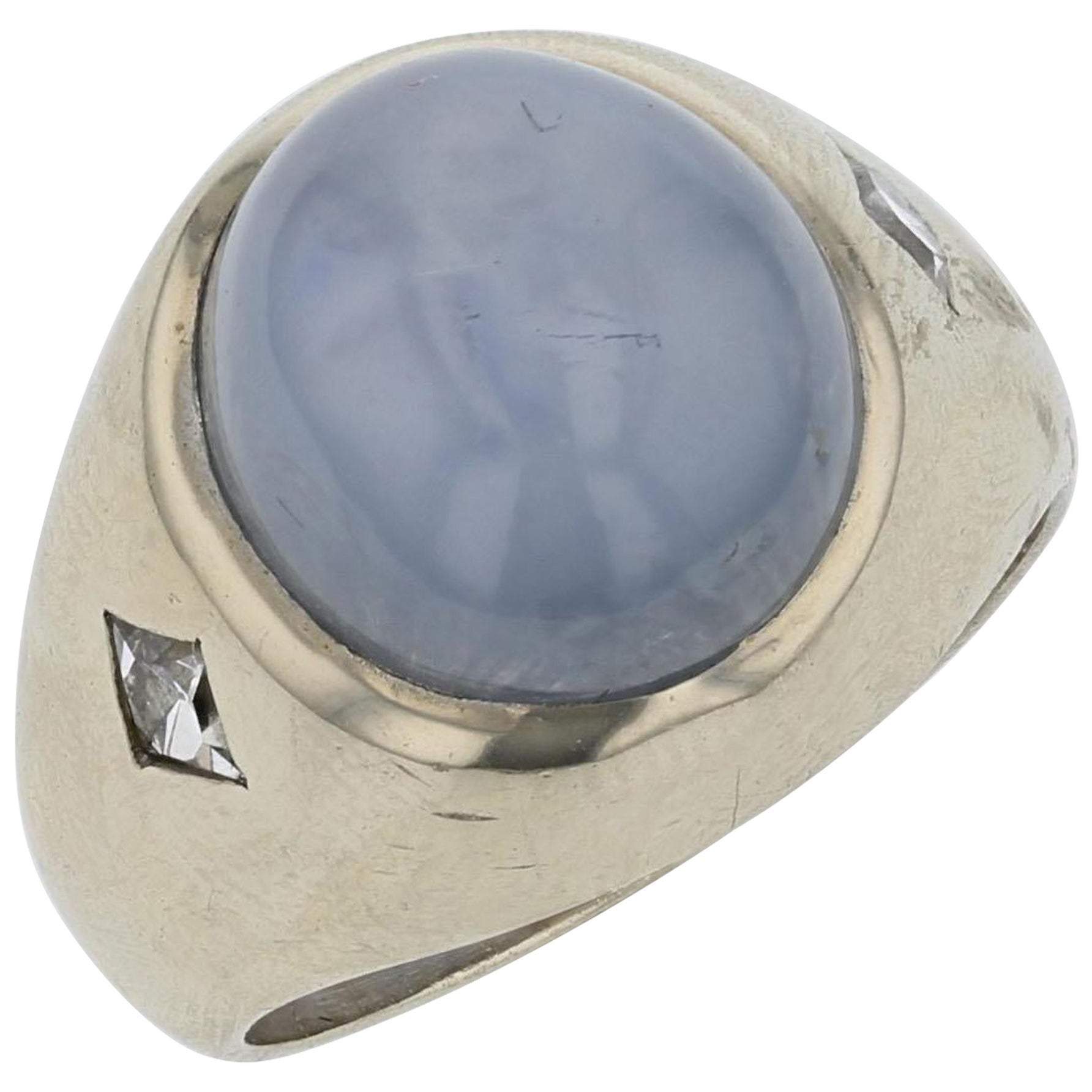 20ct Natural Star Sapphire 14K White Gold Ring For Sale at 1stDibs ...