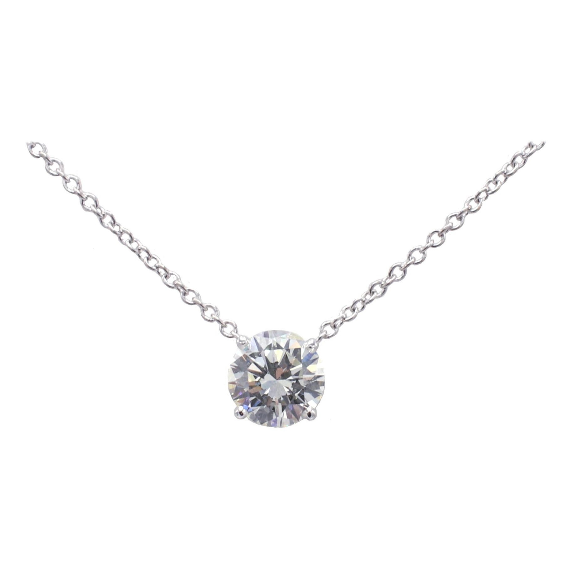 3-Stone Drop Pendant Style Diamond Necklace For Sale at 1stDibs