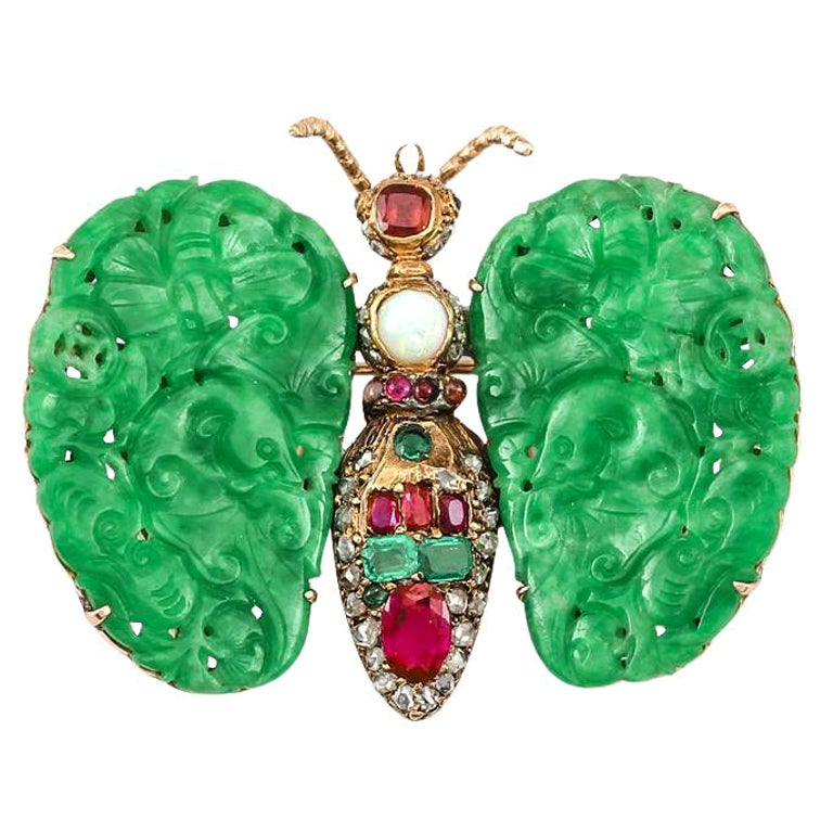 Certified Natural Carved Green Jadeite Jade and Gemstone Estate ...