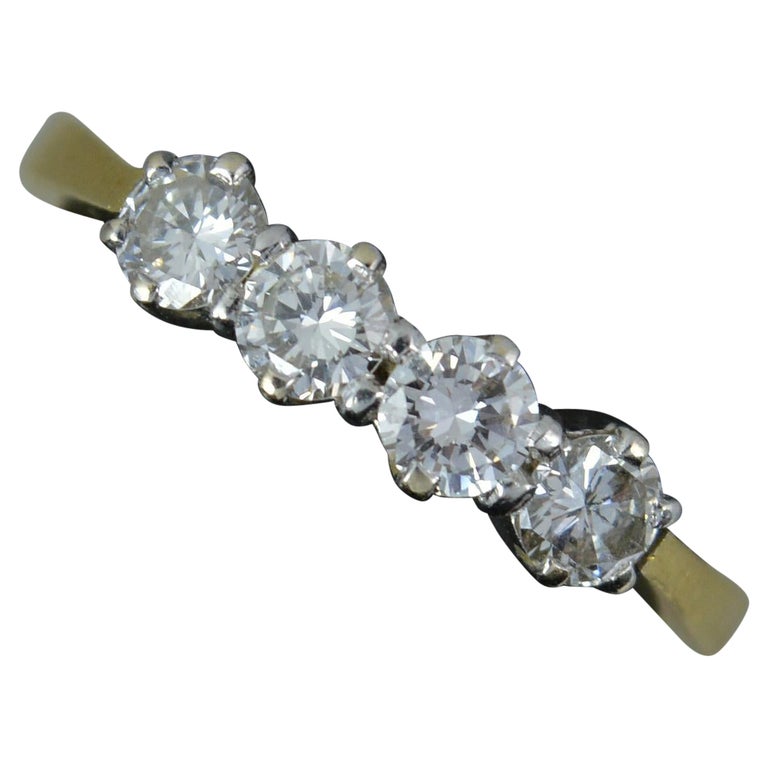 Stylish Antique 0.68ct Diamond Four Stone 18ct Gold Stack Ring at 1stDibs