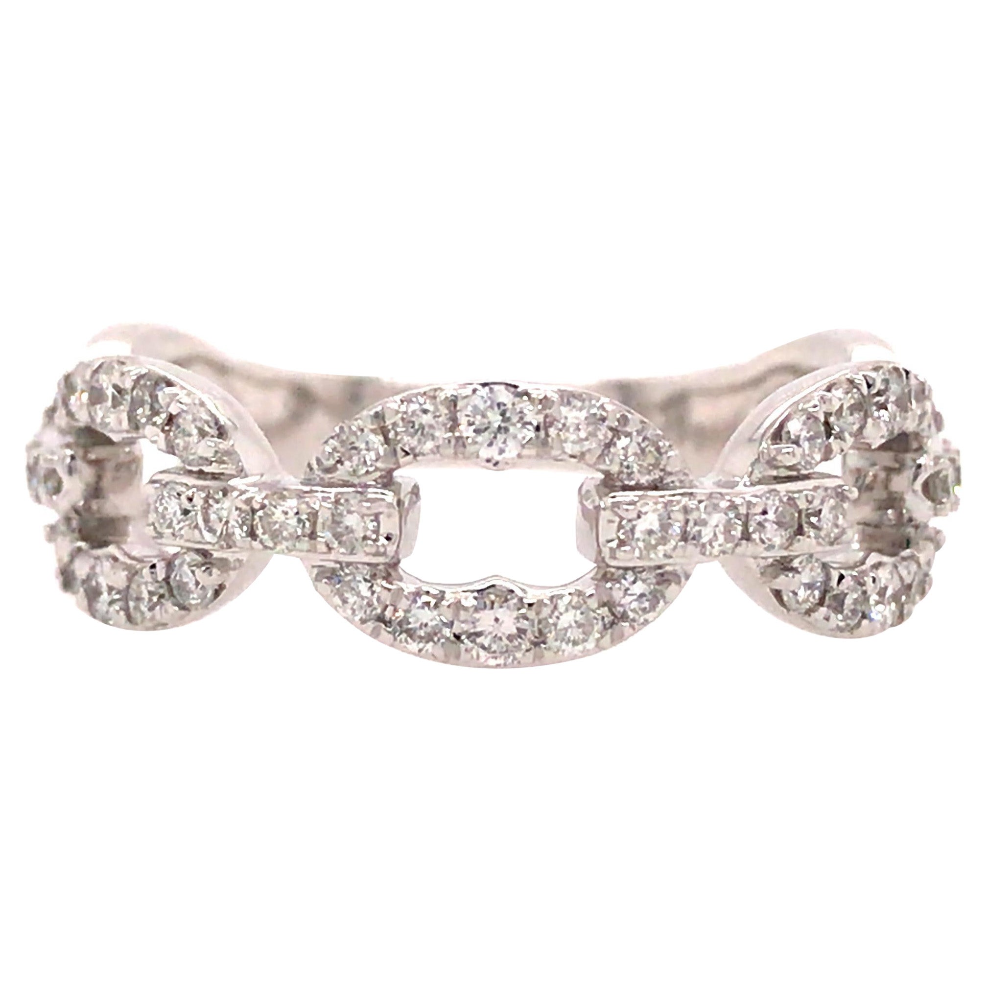 .42 Carat White Diamond Double Band Split Open Shank 14K White Gold at ...