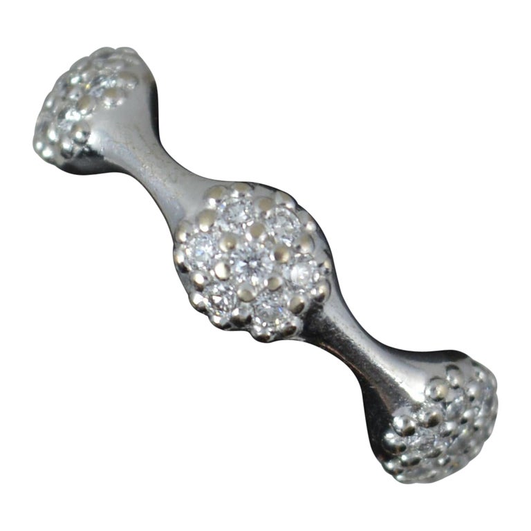 Pandora 18ct White Gold Triple Diamond Cluster Love Pods Cluster Band ...