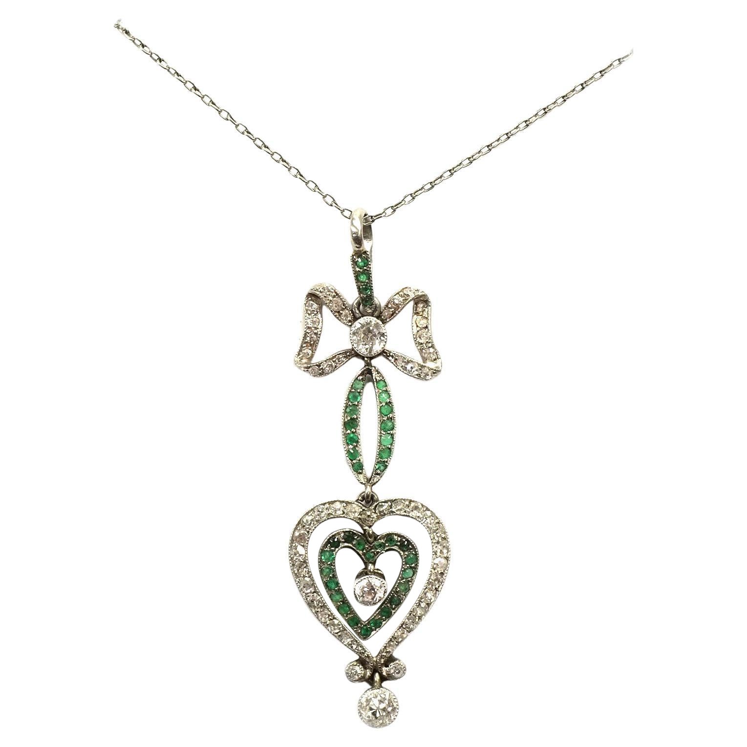 Edwardian Emerald Diamond Gold Platinum Large Heart Locket at 1stDibs ...