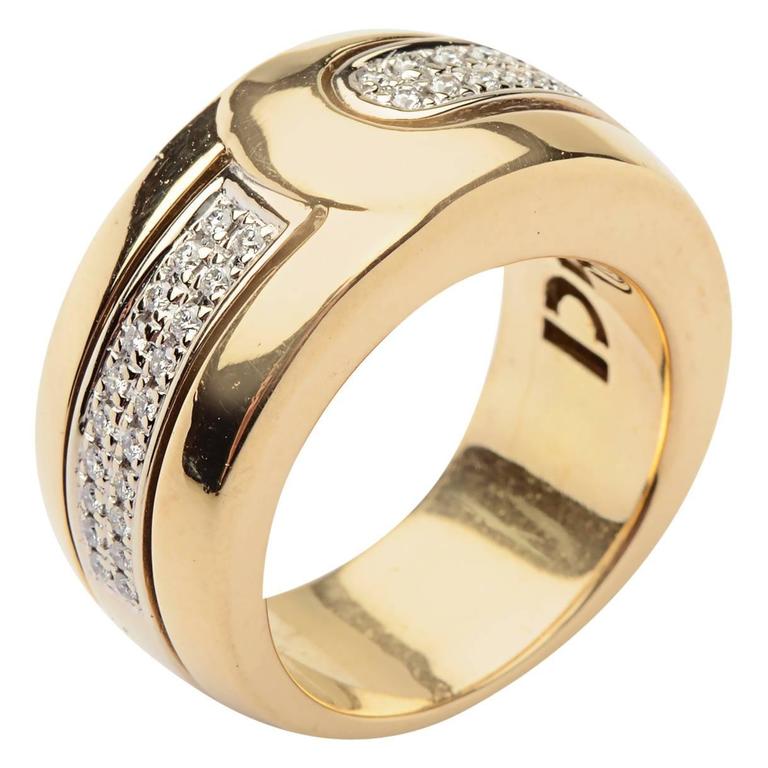 Di Modolo Heavy Diamond Gold Band Ring For Sale at 1stdibs