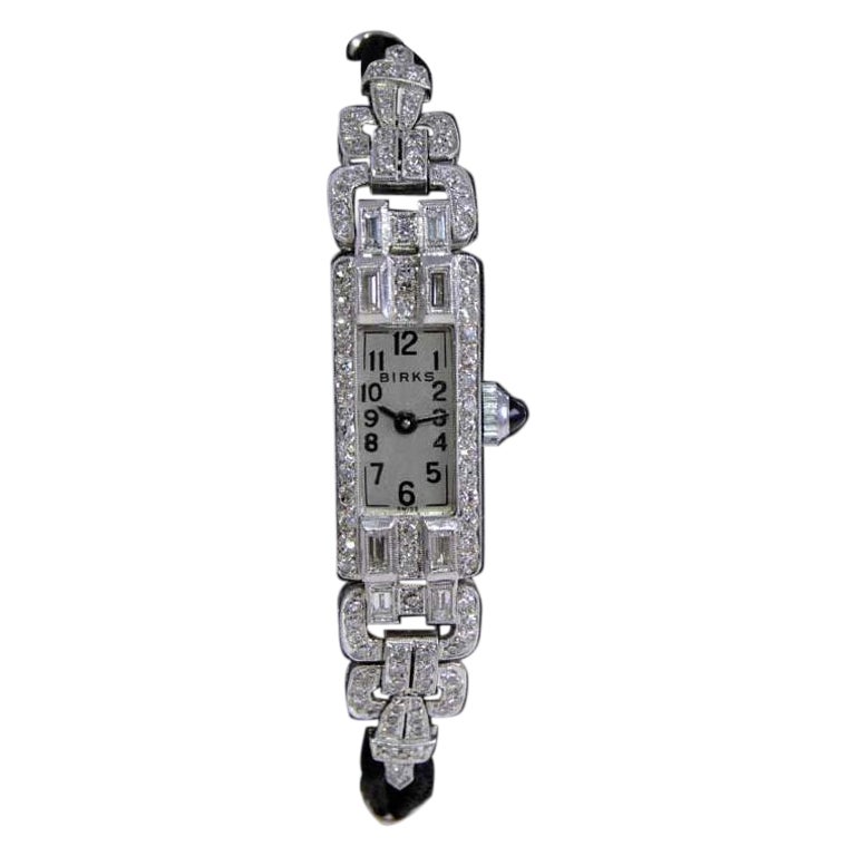 Birks of Canada Platinum Art Deco Ladies Watch Set with Diamonds circa ...