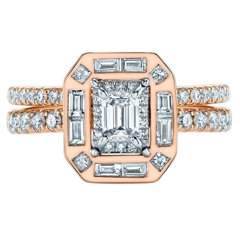 Solitaire 0.3 CT Center Diamond 0.73 Total Accents Rose Gold Engagement ...