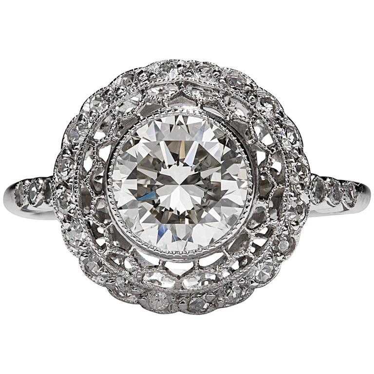 1.26 Carat Diamond Platinum Ring For Sale at 1stDibs