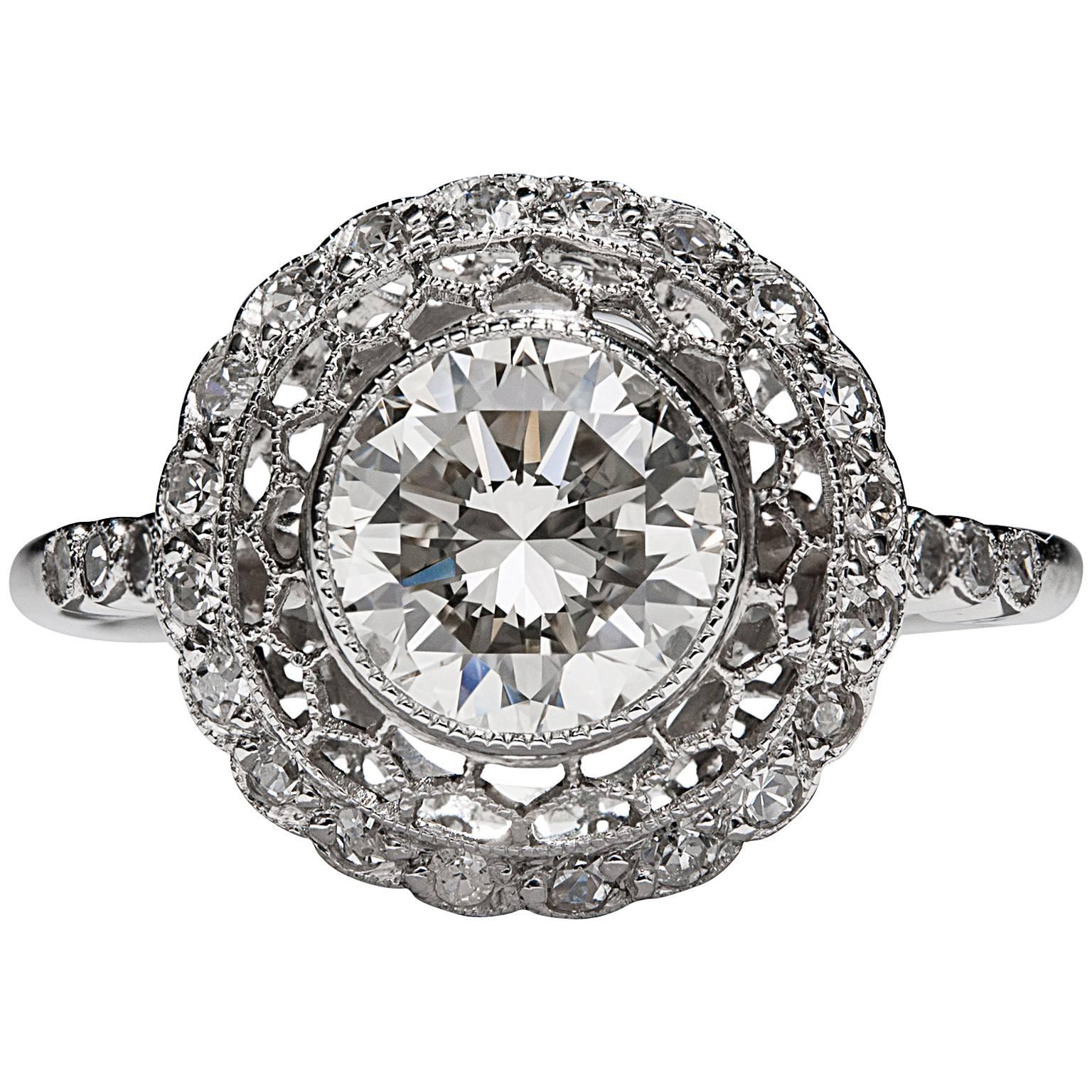 1.26 Carat Diamond Platinum Ring For Sale at 1stDibs