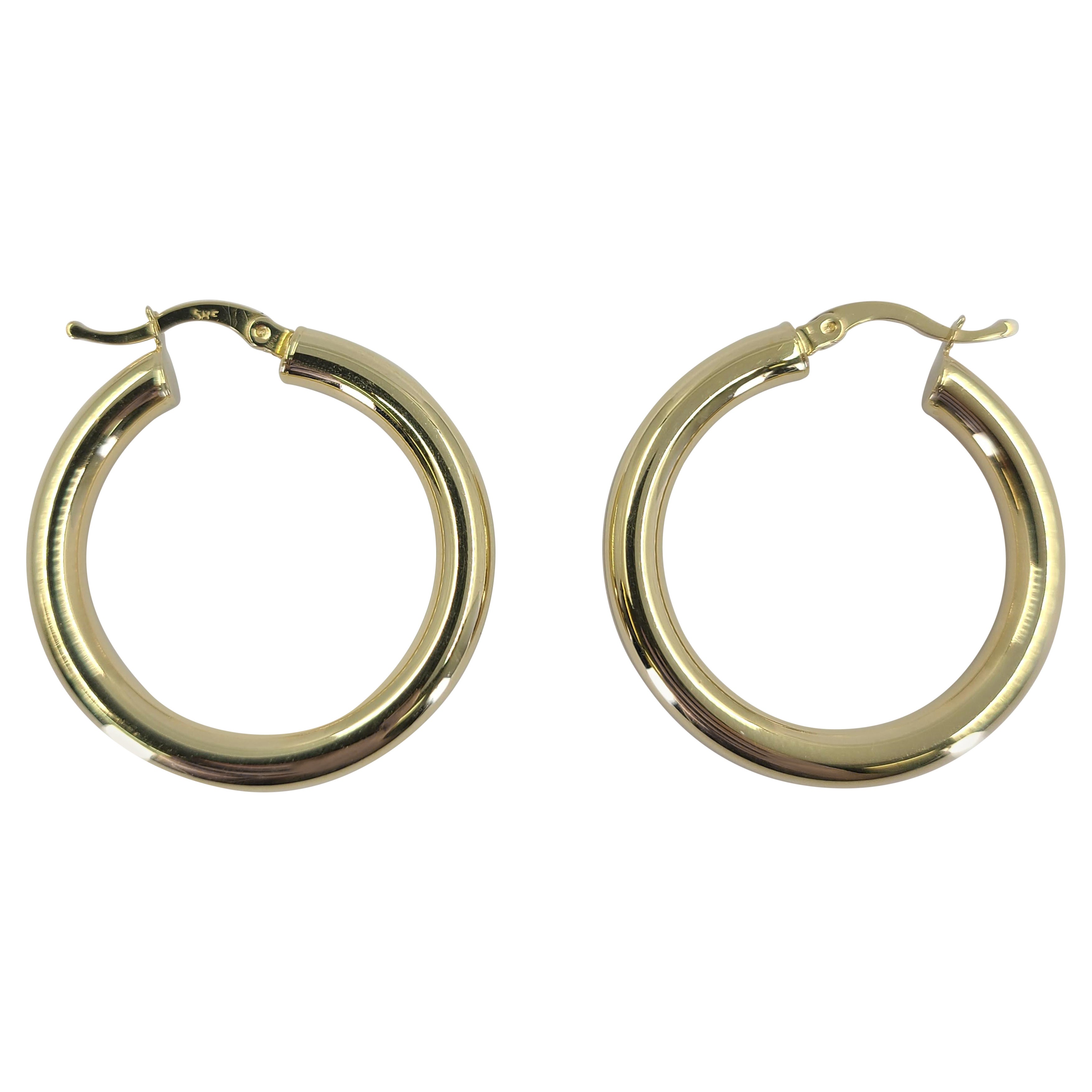 Yellow Gold Tube Hoops at 1stDibs