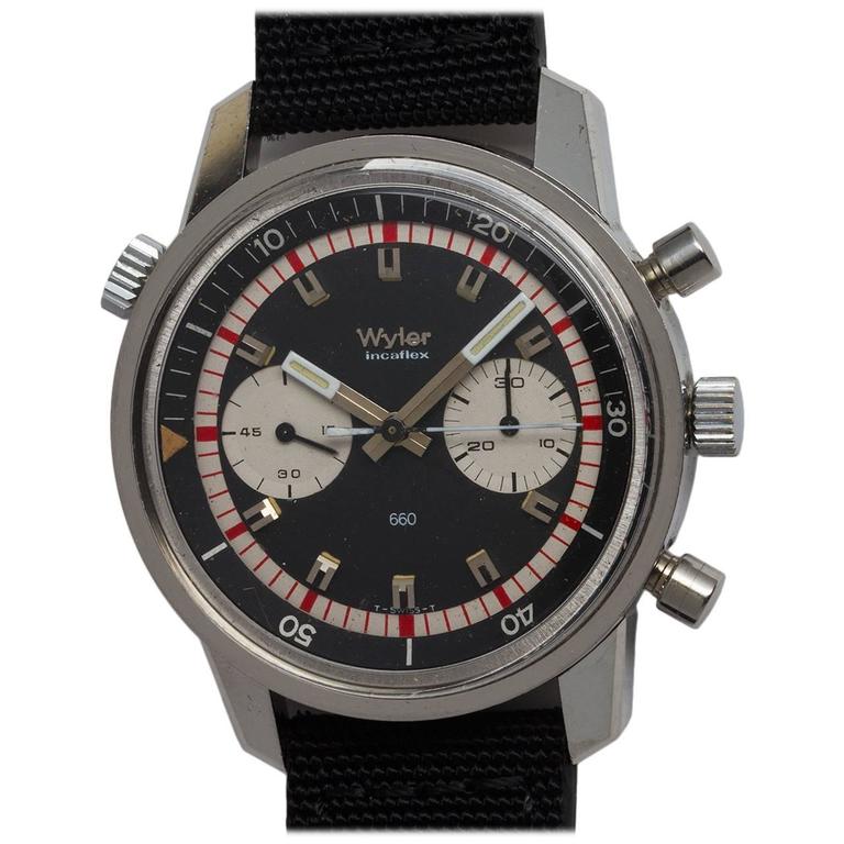 Wyler Stainless Steel Incaflex Chronograph Wristwatch at 1stDibs