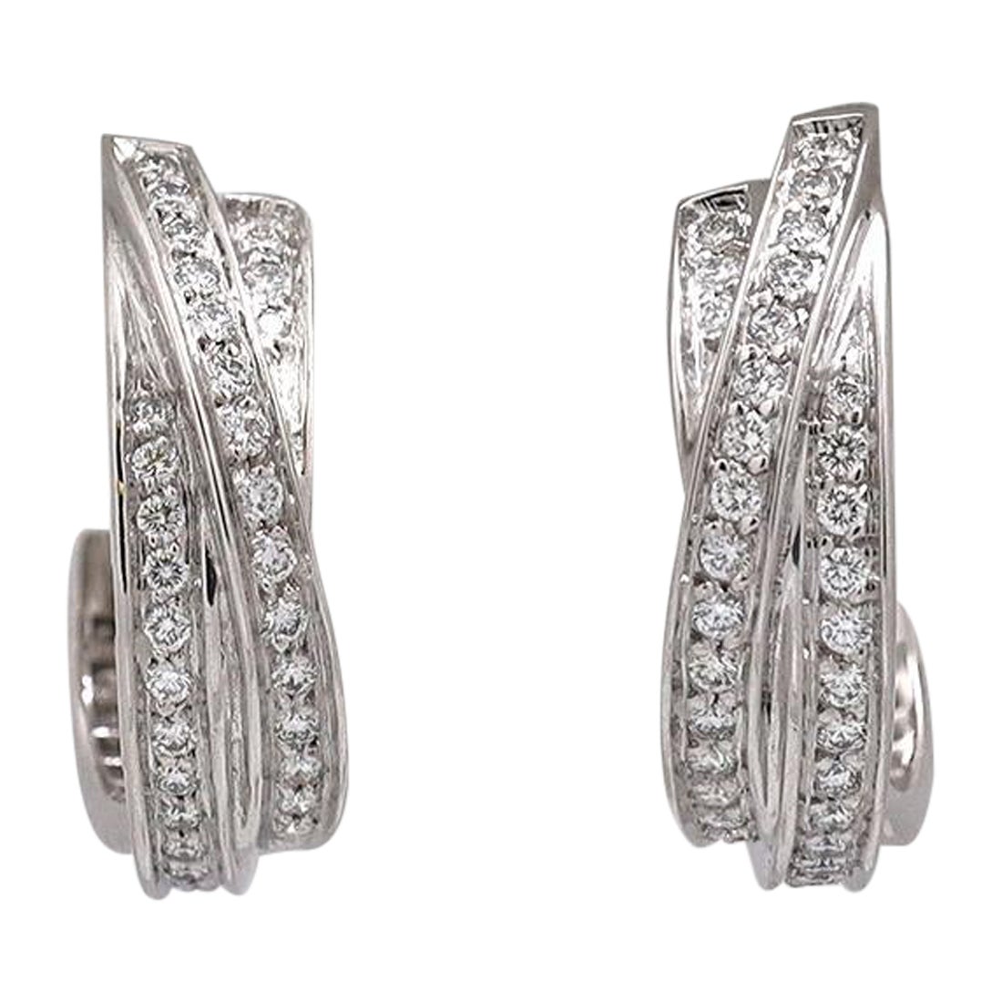 Cartier Diamond White Gold Trinity Earrings at 1stDibs