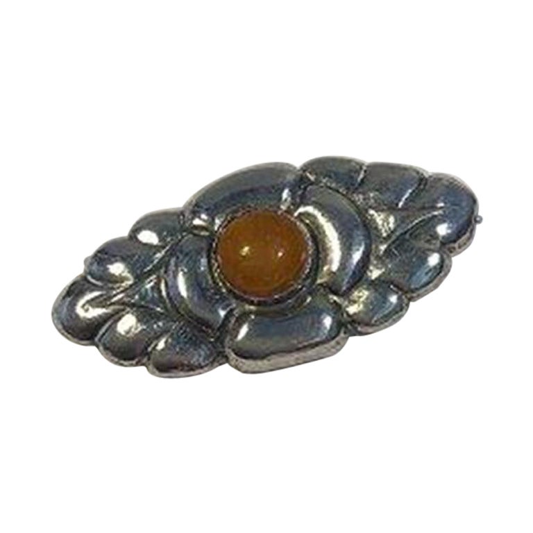 Marius Hammer Art Nouveau Sterling Silver Brooch with Enamel, Norway ...