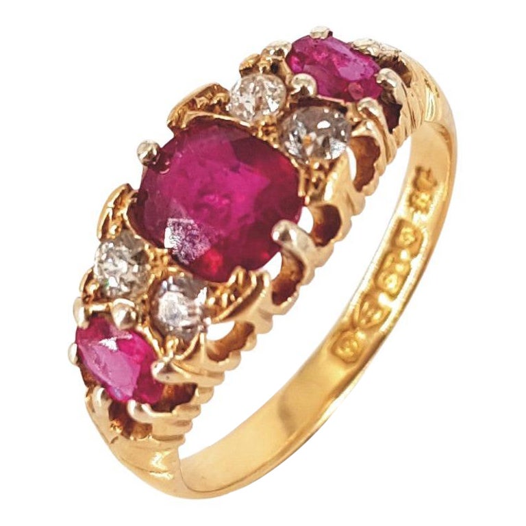 18ct Yellow Gold Ruby and Diamond Ring at 1stDibs