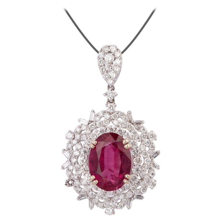 Diamond Ruby Light Pendant in 18k gold For Sale at 1stDibs
