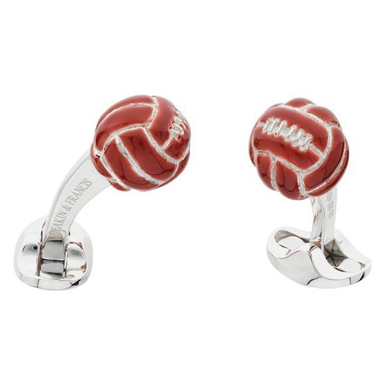 Deakin and Francis Sterling Silver Brown Enamel Football Cufflinks For ...