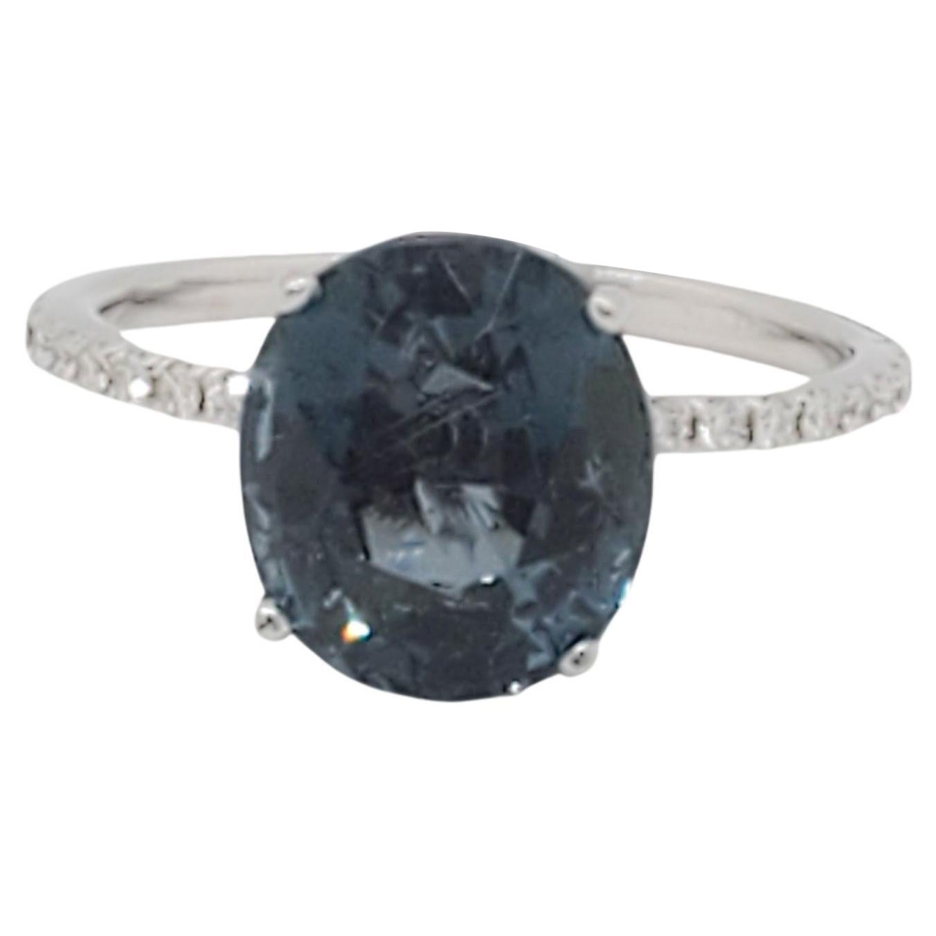 Estate Blue Spinel and Diamond Cocktail Ring in Platinum For Sale at ...