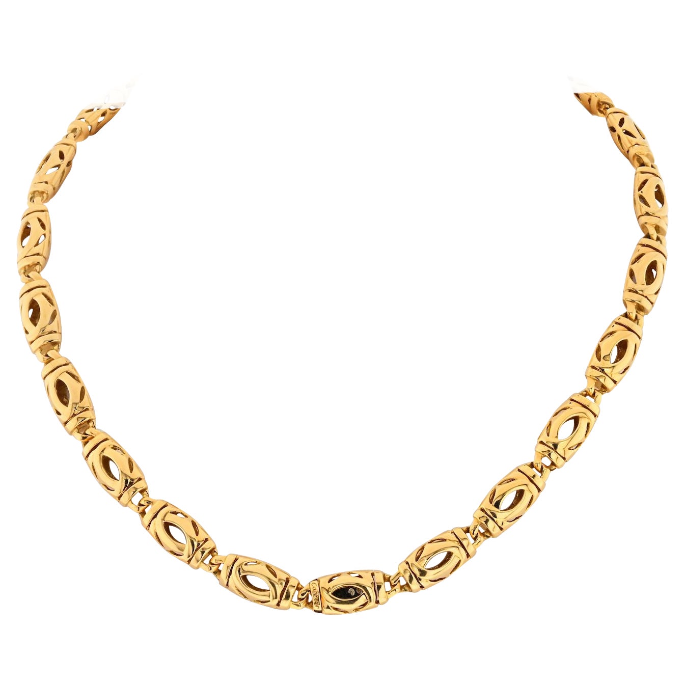 Cartier 18K Yellow Gold Double C Chain Necklace at 1stDibs