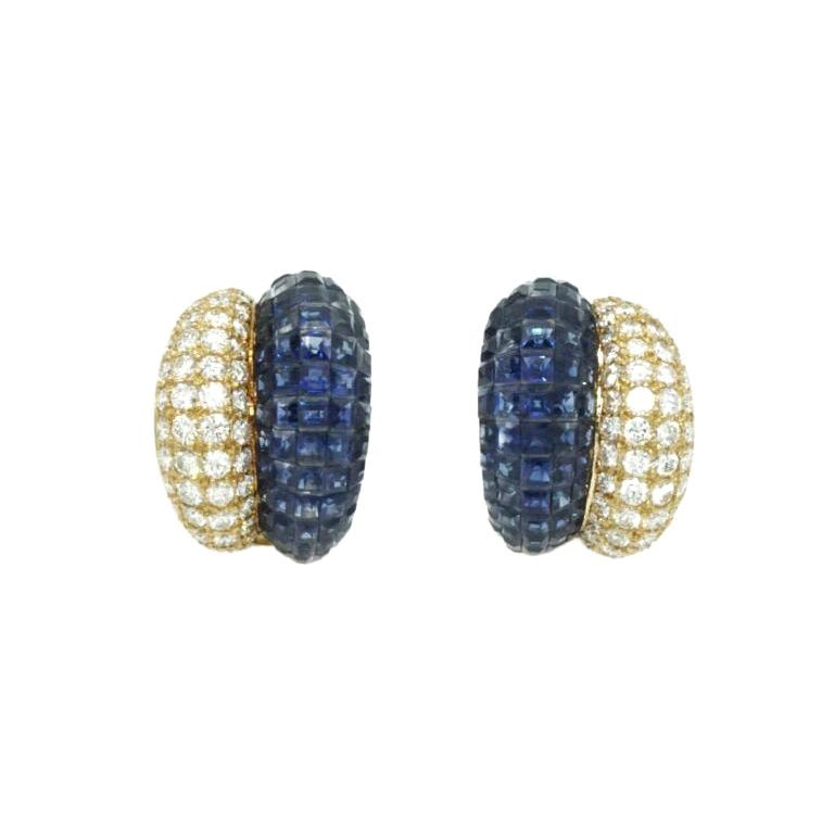 Invisible Set Sapphire and Diamond Earrings at 1stDibs | invisible set ...