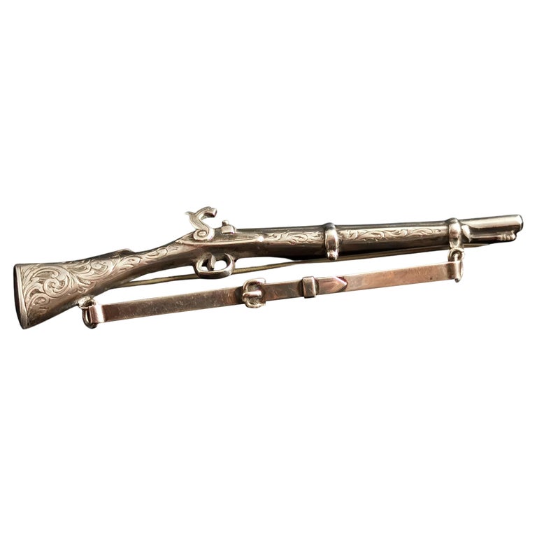 Antique Victorian Scottish Silver Musket Brooch at 1stDibs