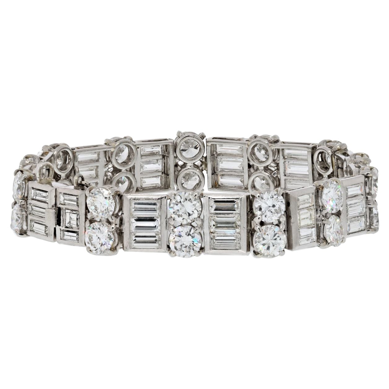 Platinum Art Deco Diamond And Sapphire One Line Bracelet For Sale at ...