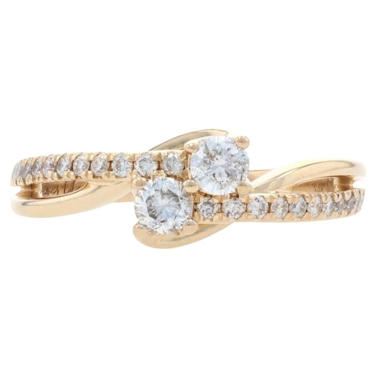 Ever-Us Two Rubies Diamond Yellow Gold Solitaire Crossover Engagement ...