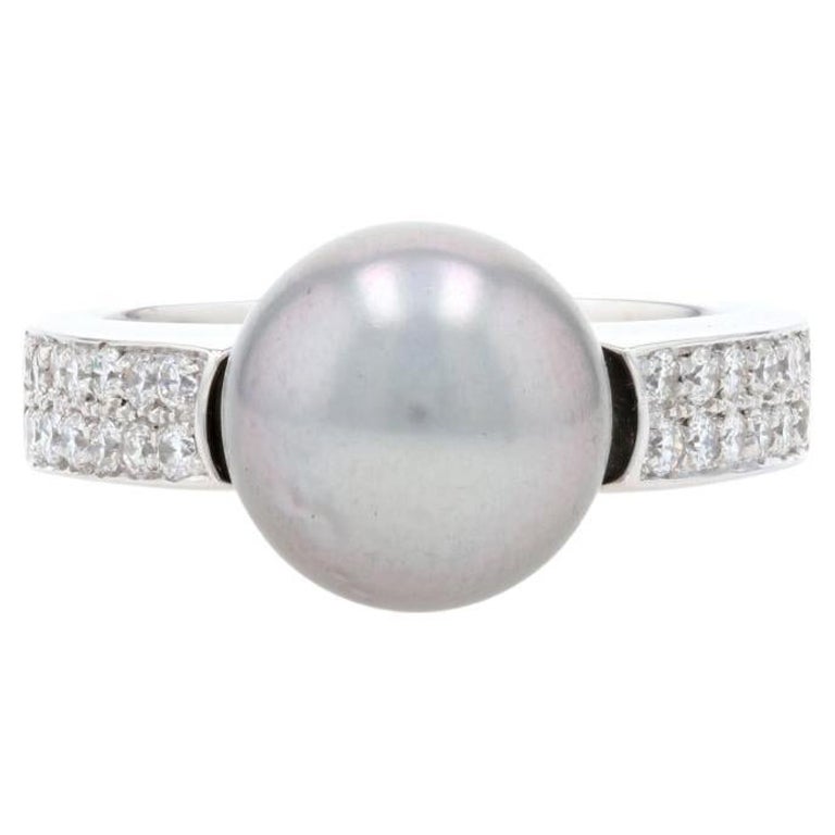 BELPEARL Tahitian Keshi Pearl Ring Set in 18K Gold and diamonds For ...