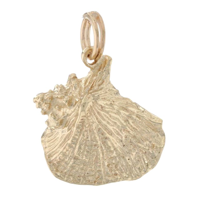 Yellow Gold Conch Shell Charm, 14k Ocean Beach Sea Pendant For Sale at ...