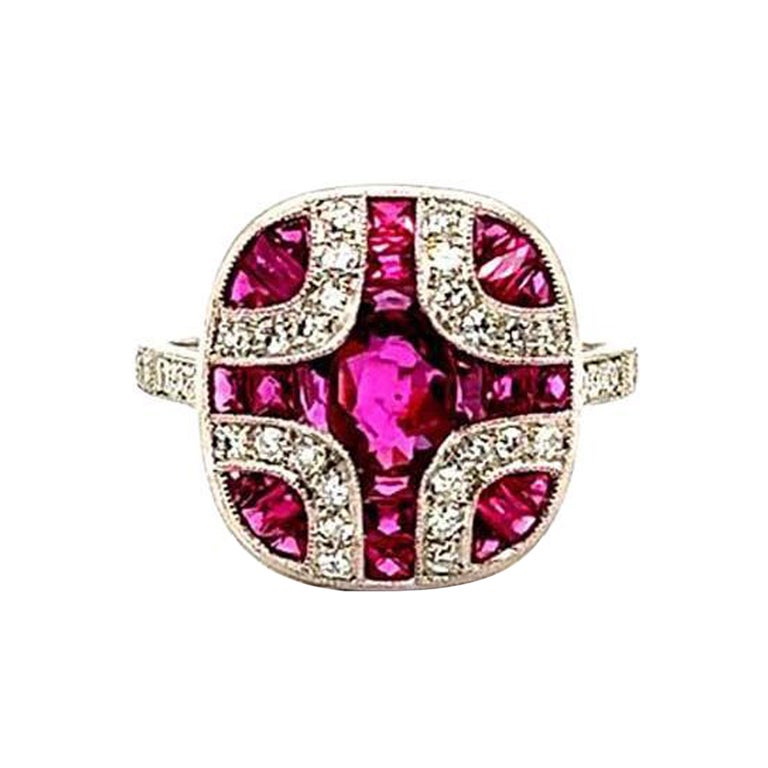 0.82ct Natural Ruby Fine Quality Platinum Ring For Sale at 1stDibs