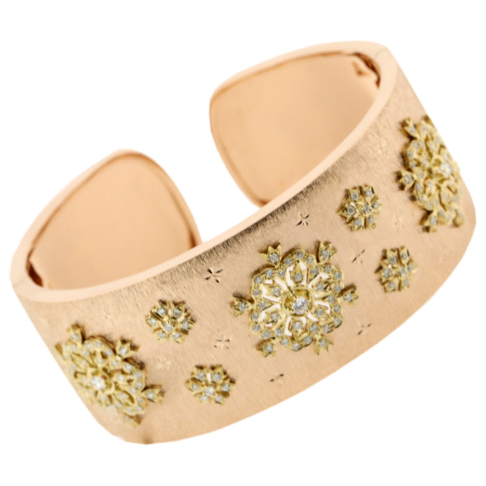 18K Gold Calliope Diamond Openwork Art Cuff Bracelet in Florentine ...