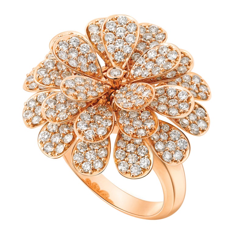 18 Karat Secret Garden Pink Gold Ring with Vs Gh Diamonds For Sale at ...