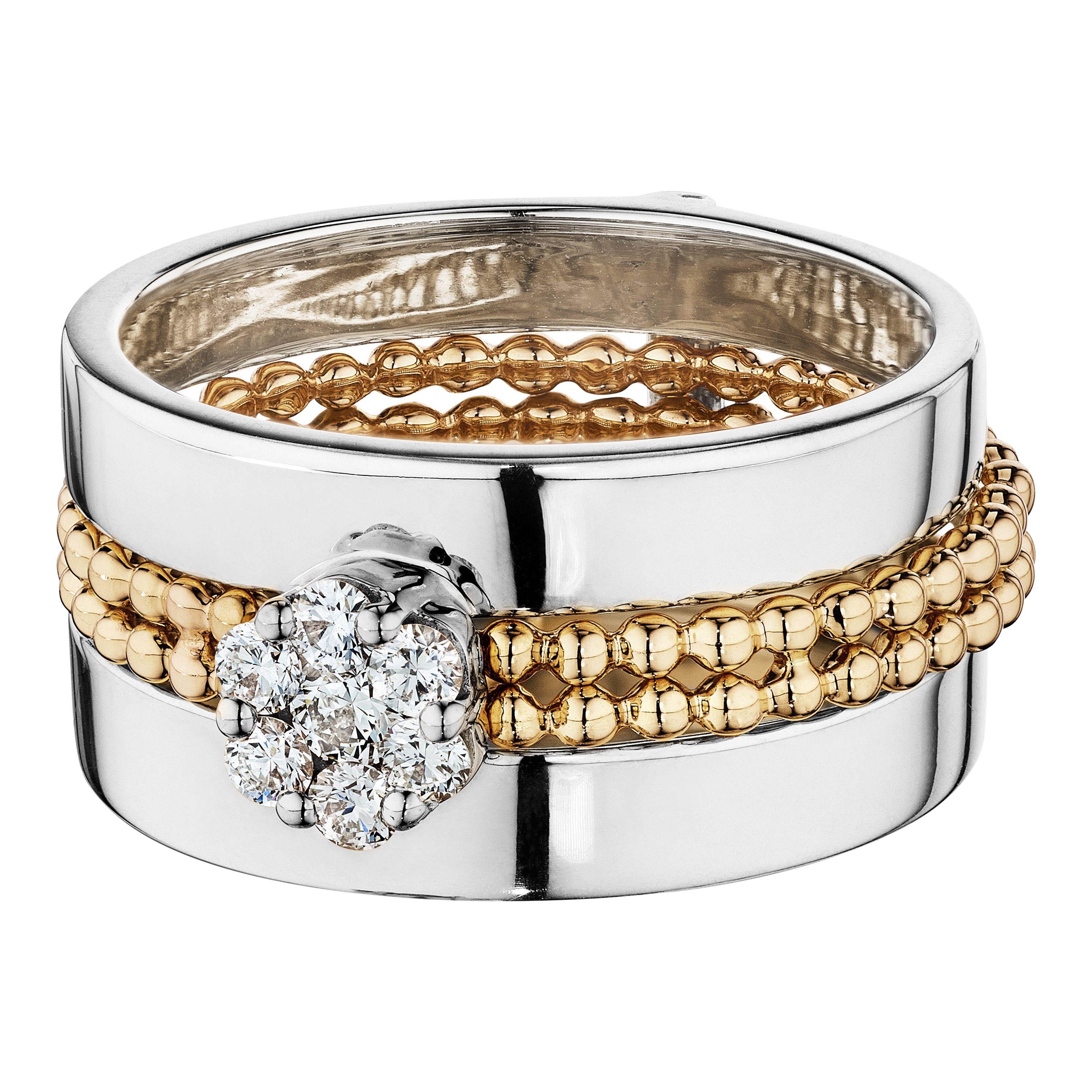 18 Karat Diamond Flower Yellow Gold Ring with Vs Gh Diamonds For Sale ...
