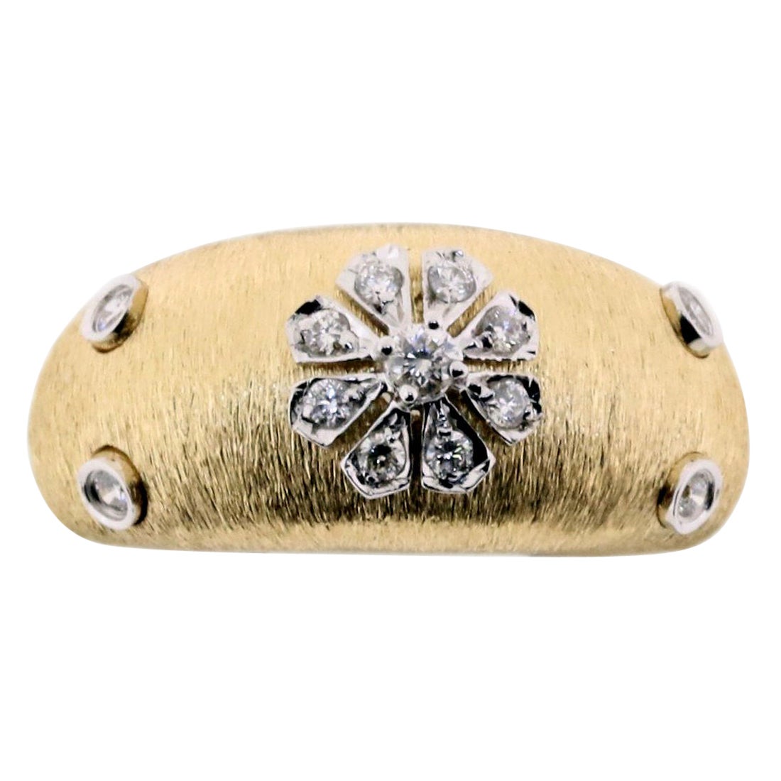 Customizable Ellipsis Dome Ring in 18k Yellow Gold and White Diamonds ...