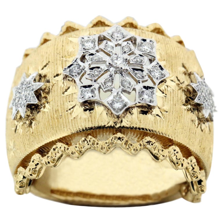 Customizable 18K Yellow and White Gold Delicate Openwork Diamond Ring ...