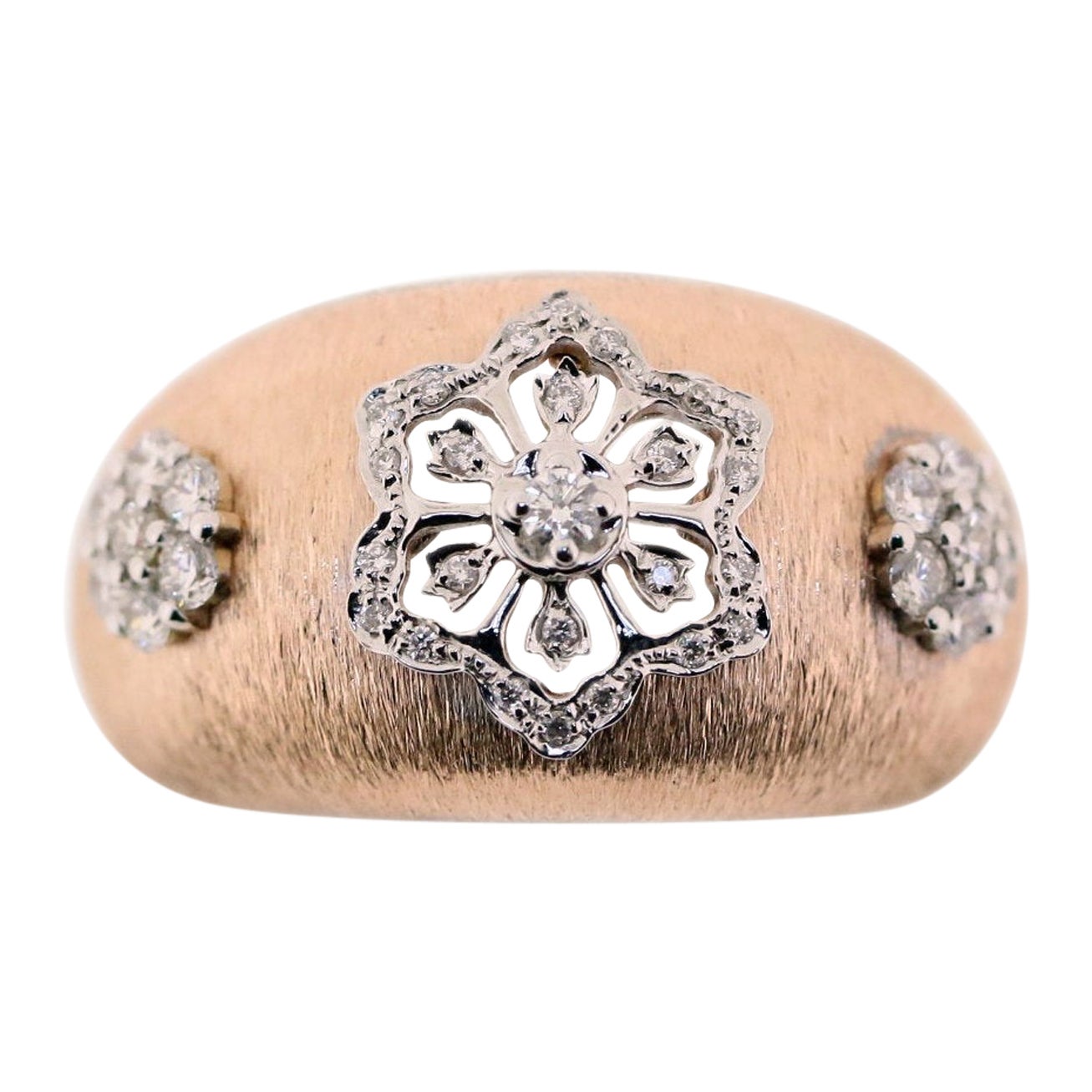 Customizable 18K Yellow and White Gold Delicate Openwork Diamond Ring ...