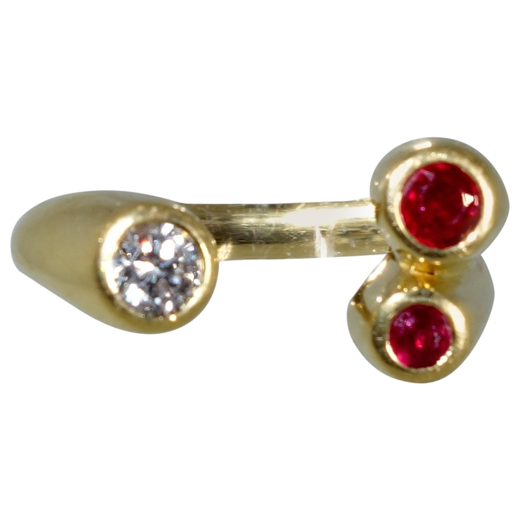 Unusual Ruby Diamond Gold Ring at 1stDibs