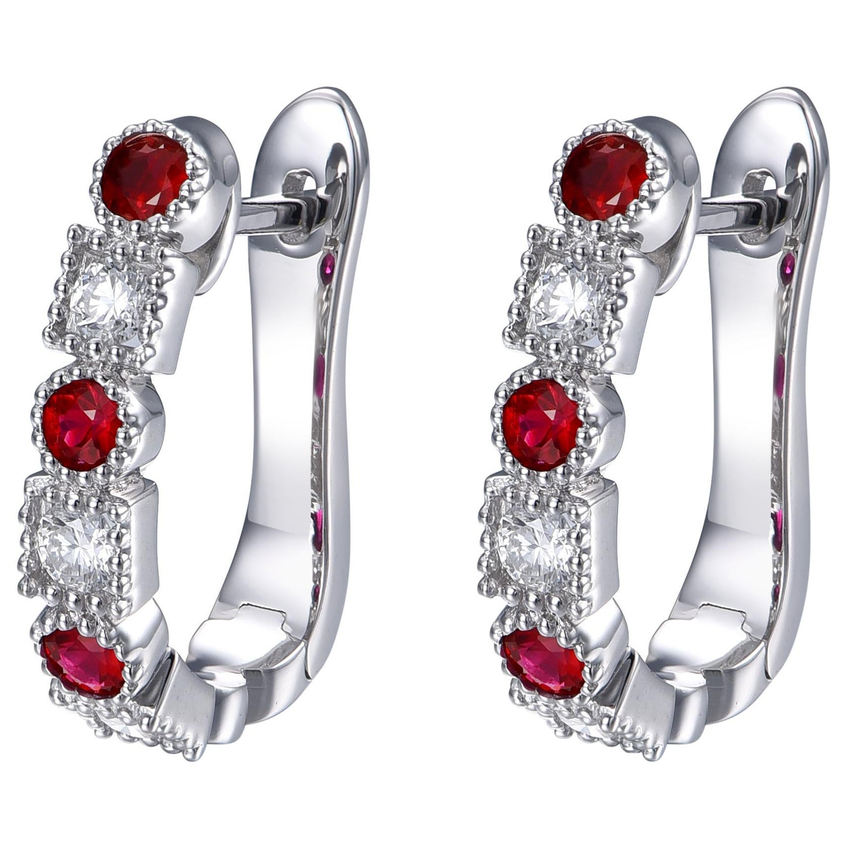 Erica Courtney Garnet and diamond Earrings with Huggies at 1stDibs