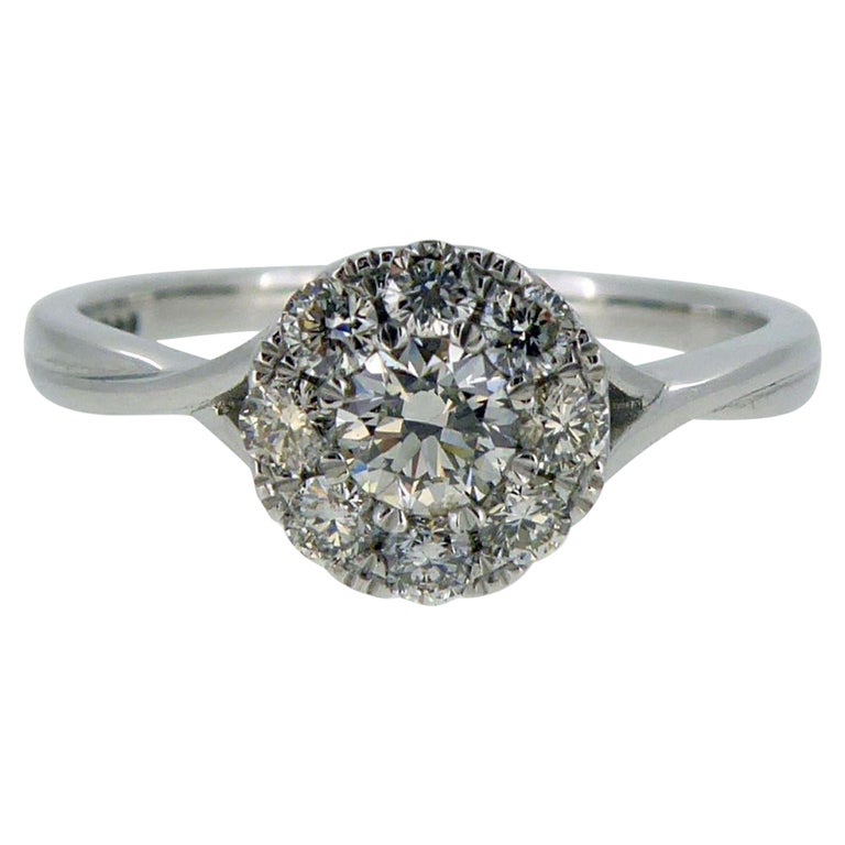 Contemporary Diamond Cluster Ring in Platinum at 1stDibs