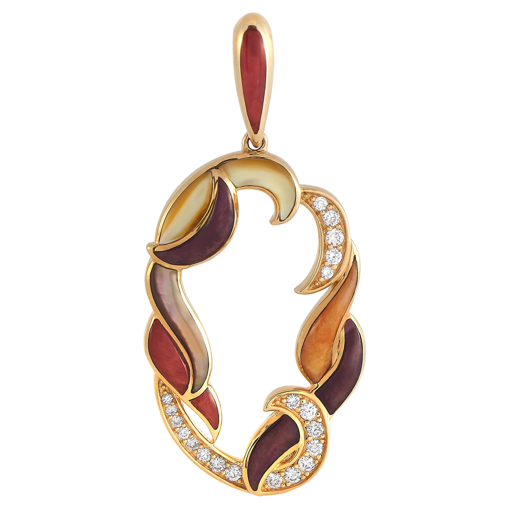 Kabana 14K Rose Gold 0.25 Ct Diamond and Mother of Pearl Heart Pendant ...