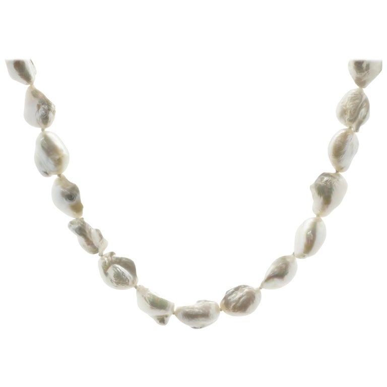 Baroque Pearl Necklace with Sterling Silver Clasp at 1stDibs