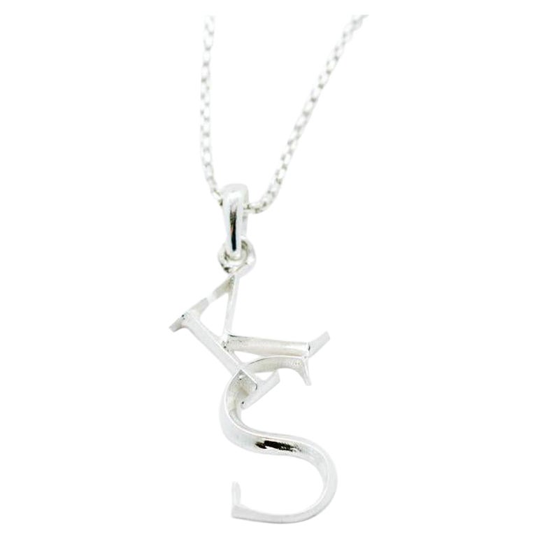 Medium Initial Pendant Necklace in 19" Sterling Silver Chain For Sale ...