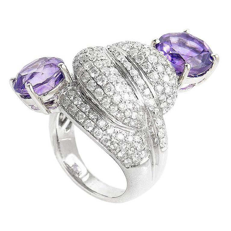 Doris Panos Amethyst Diamond Yellow Gold Ring at 1stDibs | doris panos ...