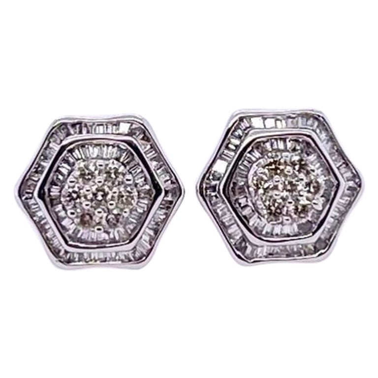 0,26 ct Diamonds, 18 Karat White Gold Light-Point Earrings For Sale at ...