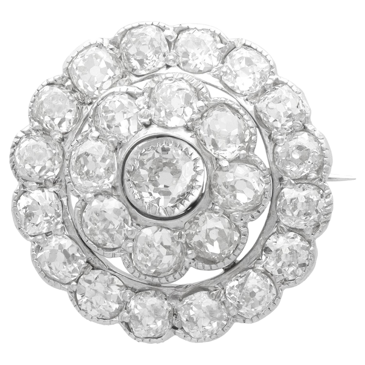 Antique 5.50 Carat Diamond White Gold Brooch For Sale at 1stDibs